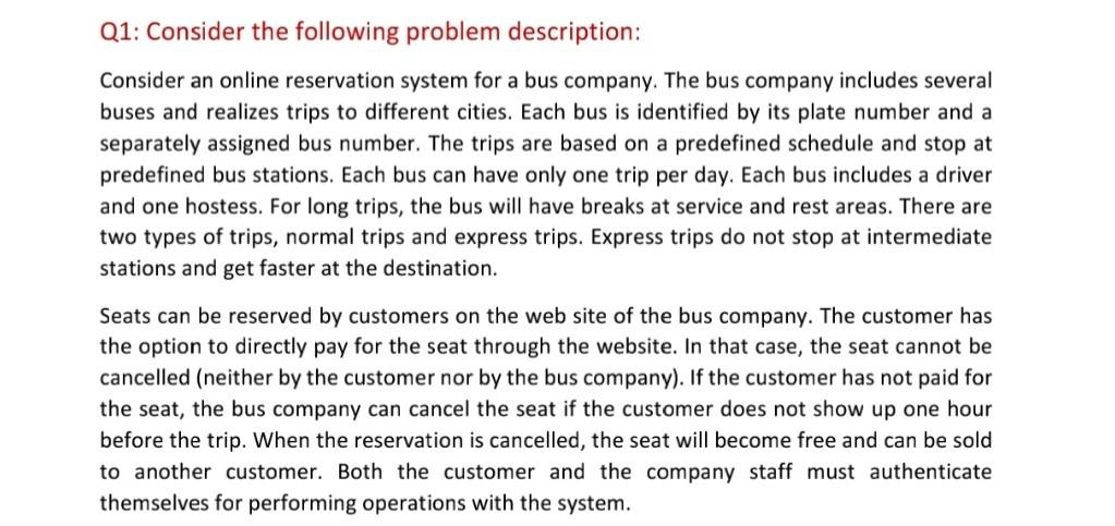 Solved Q1: Consider the following problem description: | Chegg.com