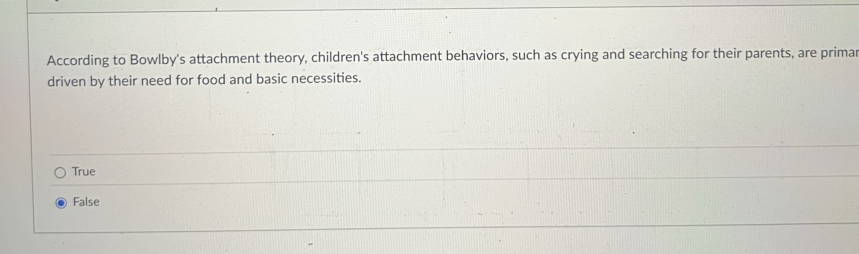 Solved According to Bowlby's attachment theory, children's | Chegg.com