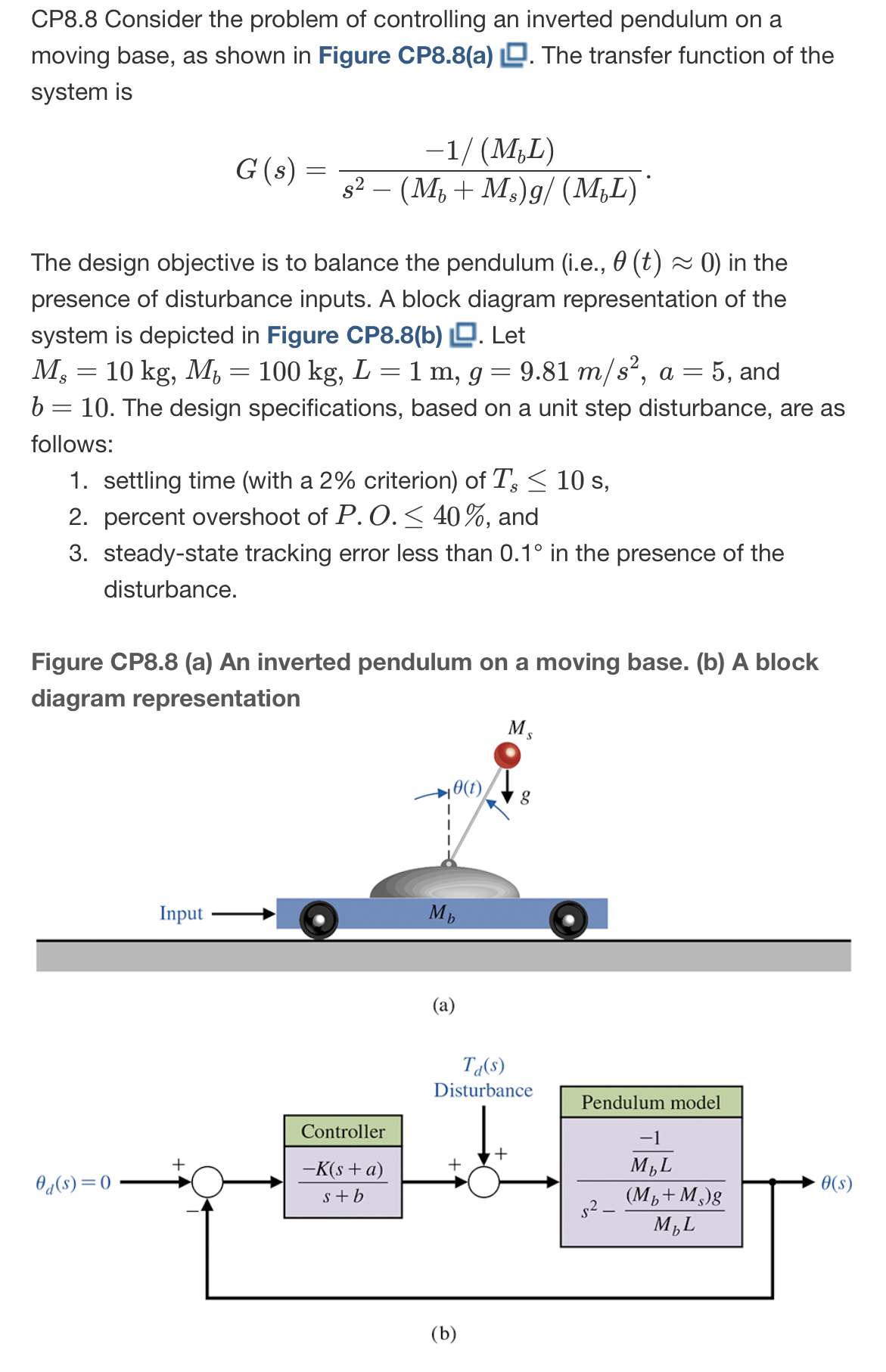 Solved CP8.8 ﻿Consider the problem of controlling an | Chegg.com