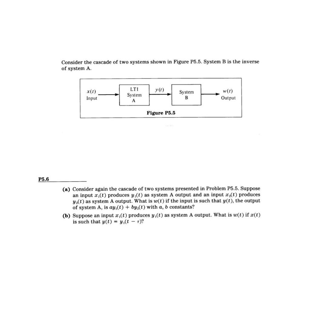 Consider the cascade of two systems shown in Figure | Chegg.com
