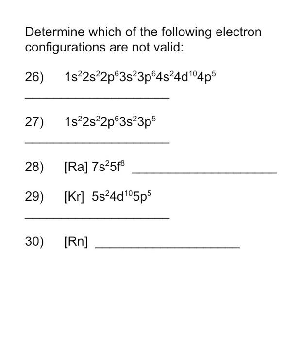 Solved Determine Which Of The Following Electron