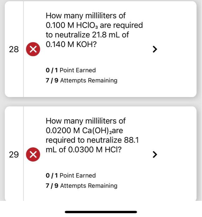 Solved How many milliliters of 0.100MHClO3 are required to | Chegg.com