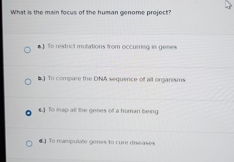 Solved What is the main focus of the human genome | Chegg.com