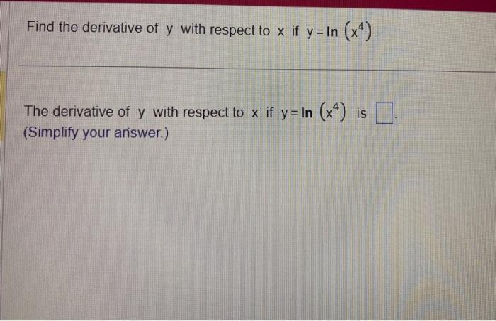 [Solved]: Find the derivative of ( y ) with respect to
