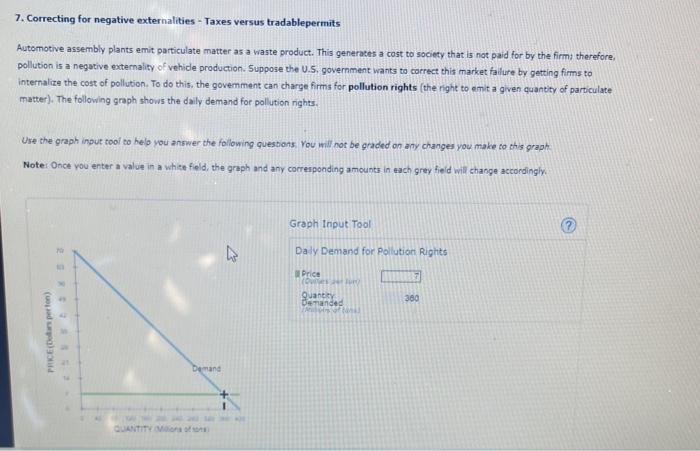 Solved 7. Correcting for negative externalities - Taxes | Chegg.com