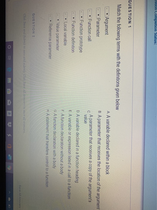 Solved estion Completion Status: QUESTION 1 Match the | Chegg.com Solved estion Completion Status: QUESTION 1 Match the | Chegg.com