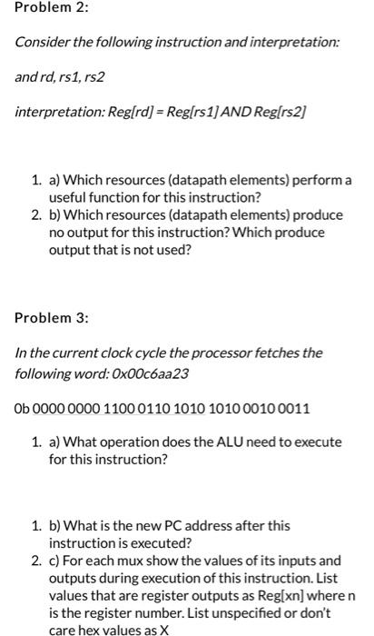 Solved Problem 2: Consider the following instruction and | Chegg.com