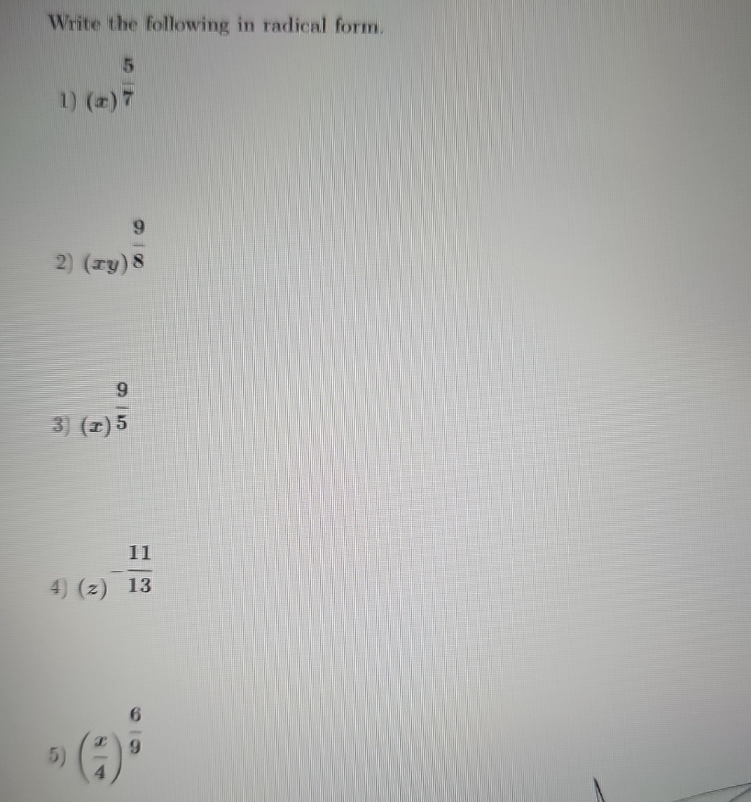 Solved Write the following in radical | Chegg.com