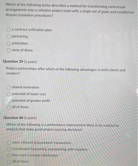 Solved Which of the following terms describes a method for | Chegg.com