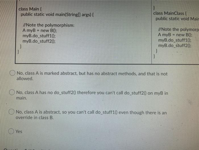 Solved Will the following code compile? Java C# abstract | Chegg.com