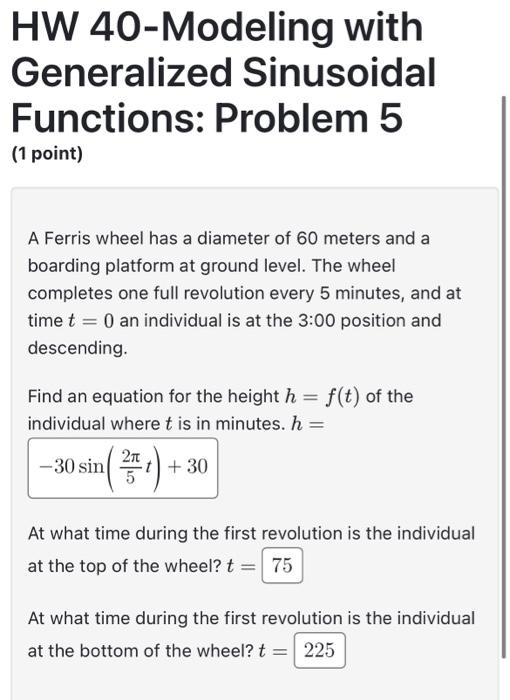 Solved HW 40-Modeling with Generalized Sinusoidal Functions: | Chegg.com