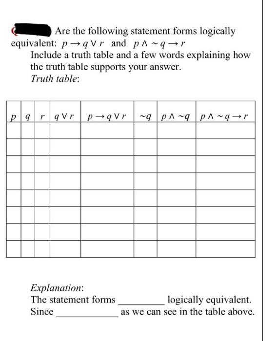 Are the following statement forms logically | Chegg.com