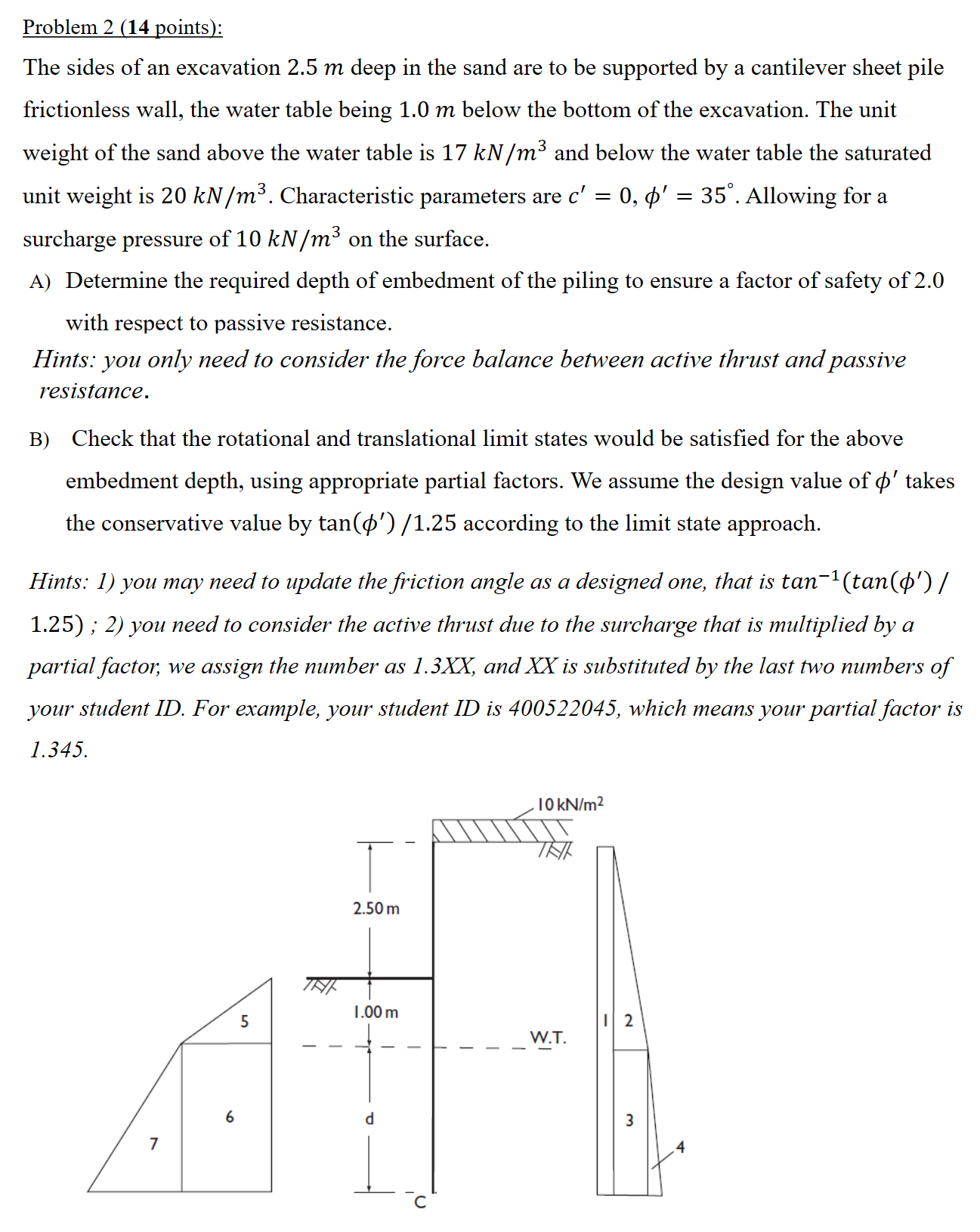 Solved Problem 2 (14 ﻿points):The sides of an excavation | Chegg.com