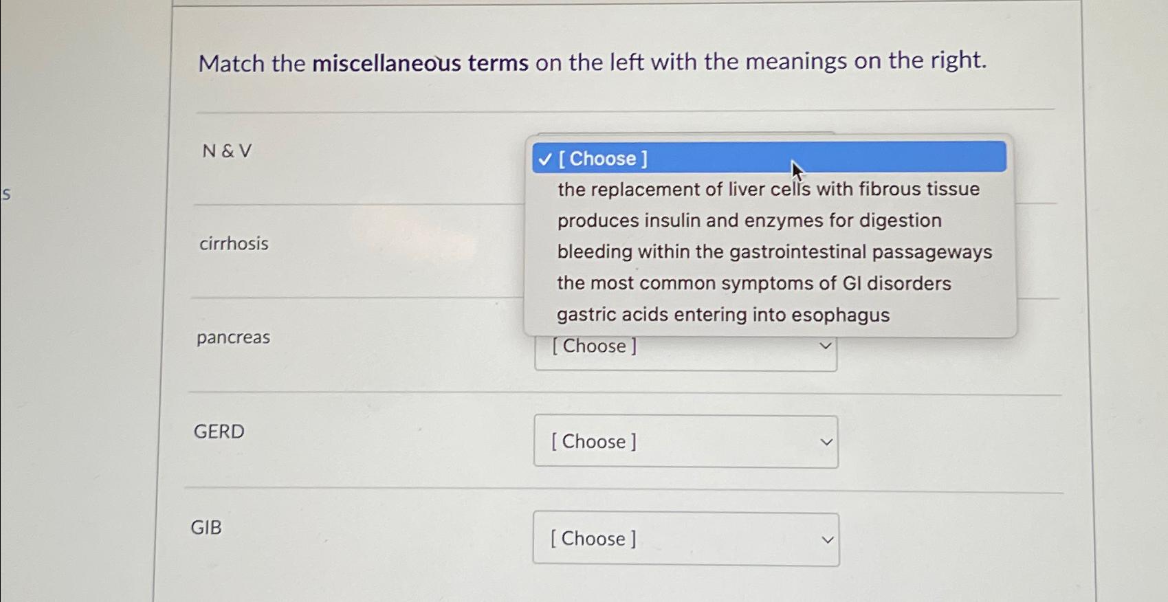 Match the miscellaneous terms on the left with the | Chegg.com