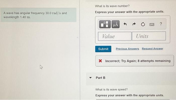 Solved What is its wave number? A wave has angular frequency | Chegg.com