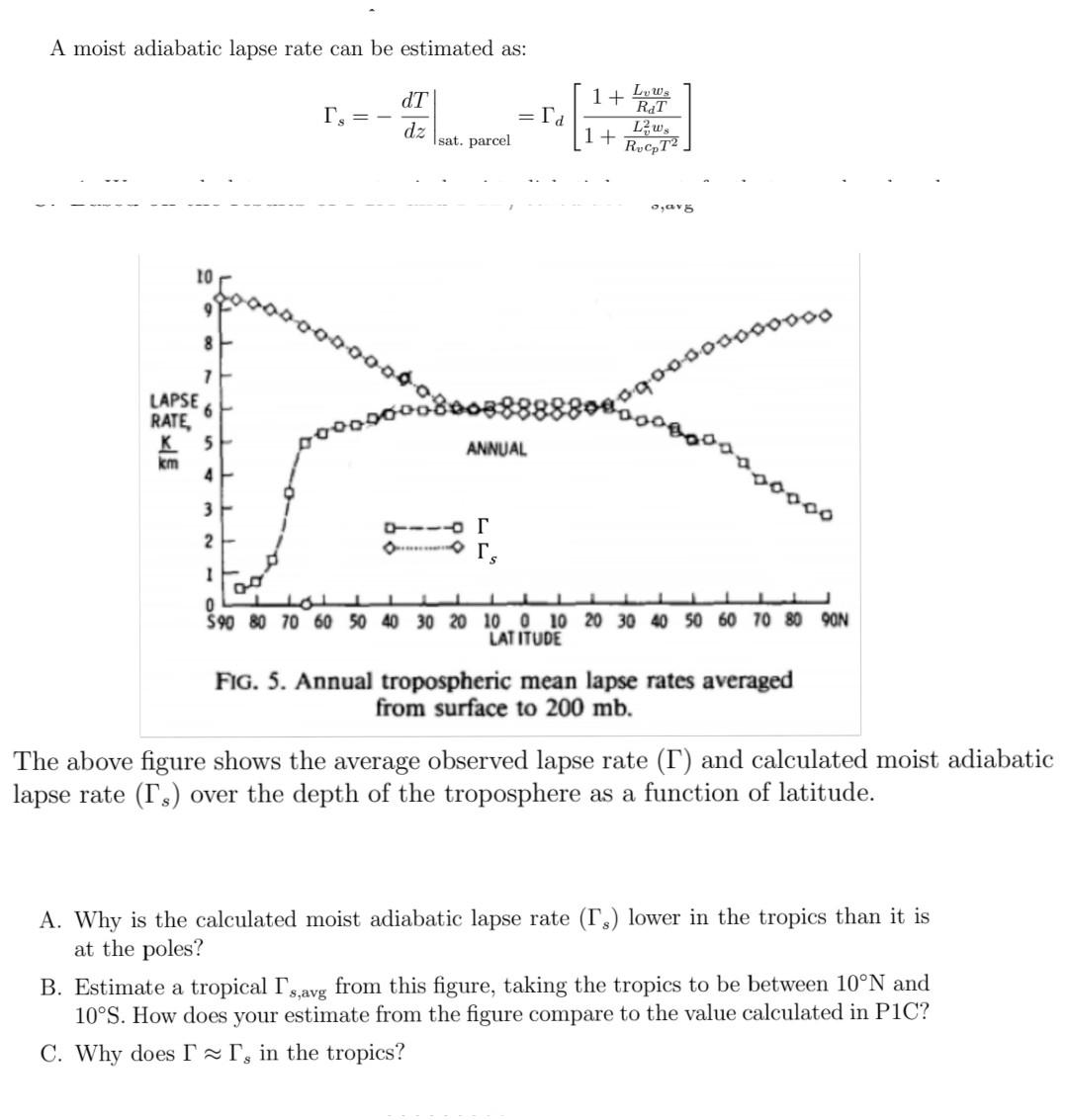 Solved A moist adiabatic lapse rate can be estimated as: | Chegg.com
