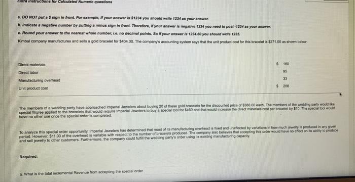 Solved Extra instructions for Calculated Numeric questions | Chegg.com