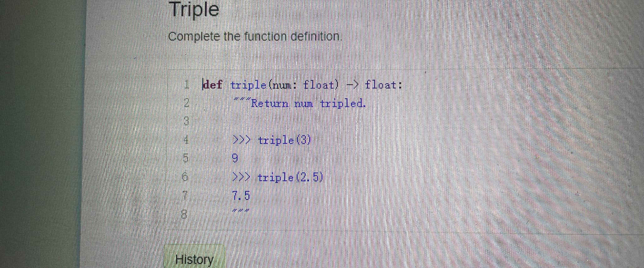 Solved Triplecomplete The Function Definition1 Def Triple