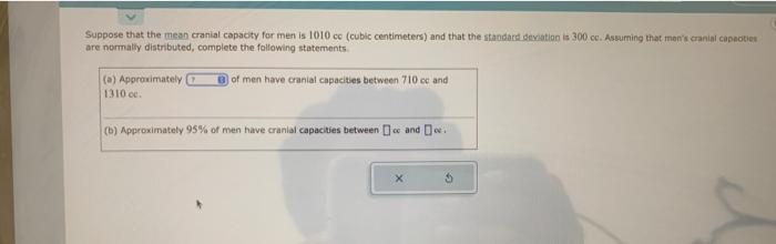 Solved Suppose that the mean cranial capacity for men is | Chegg.com