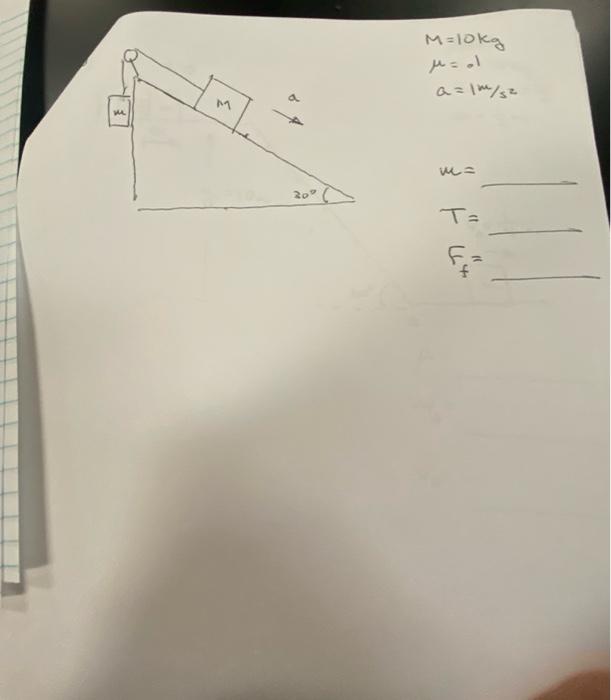 Solved M=10kg tal a=1m/s² WA wa 20 T= F = | Chegg.com