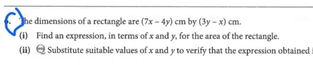 Solved he dimensions of a rectangle are (7x−4y)cm by | Chegg.com