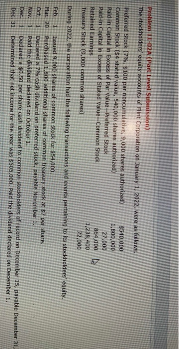 Solved Problem 11-02A (Part Level Submission) The | Chegg.com