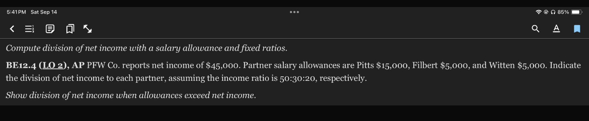 Solved Compute division of net income with a salary | Chegg.com