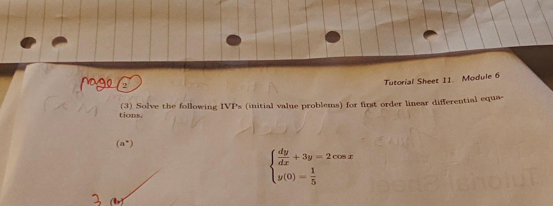 Solved 3 Solve The Following Ivps Initial Value Problems