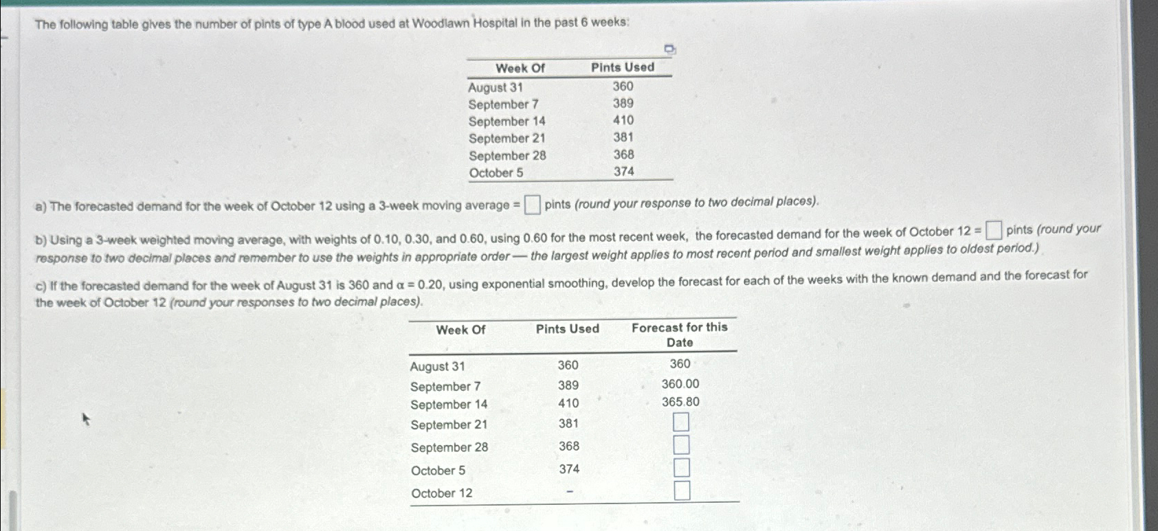 The following table gives the number of pints of type | Chegg.com