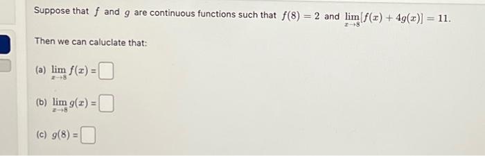 Solved Suppose that f and g are continuous functions such | Chegg.com