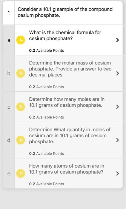 Solved 1 a b C d e (D Consider a 10.1 g sample of the | Chegg.com