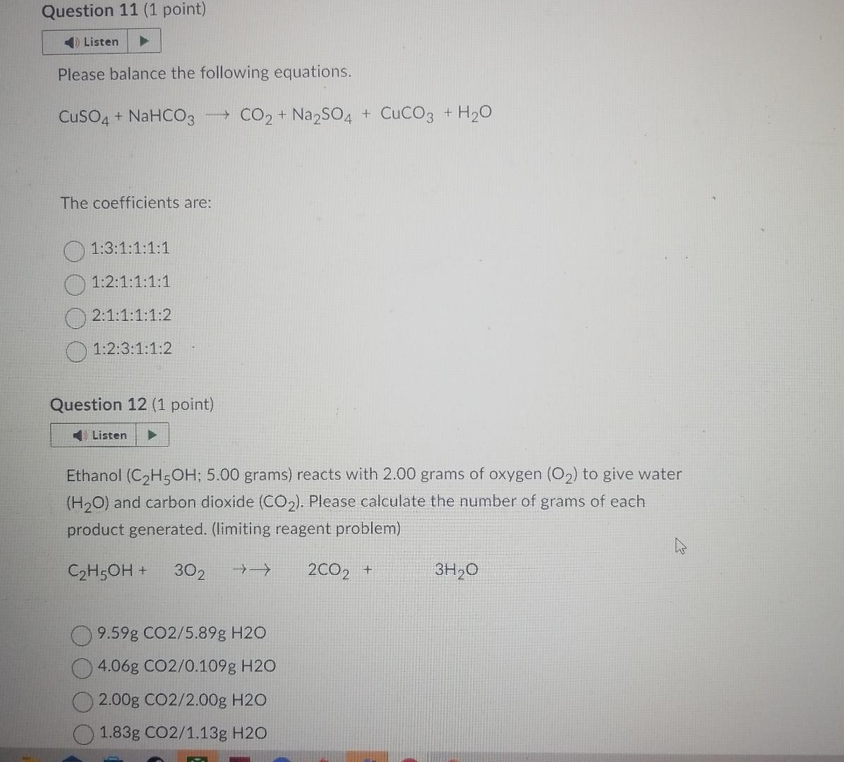 Solved Please balance the following equations. | Chegg.com