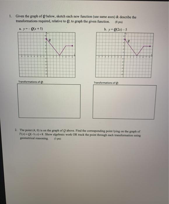 Solved 1. Given the graph of Q below, sketch each new | Chegg.com