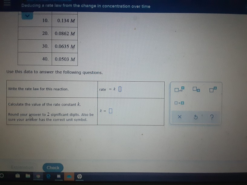 Solved Deducing a rate law from the change in concentration | Chegg.com