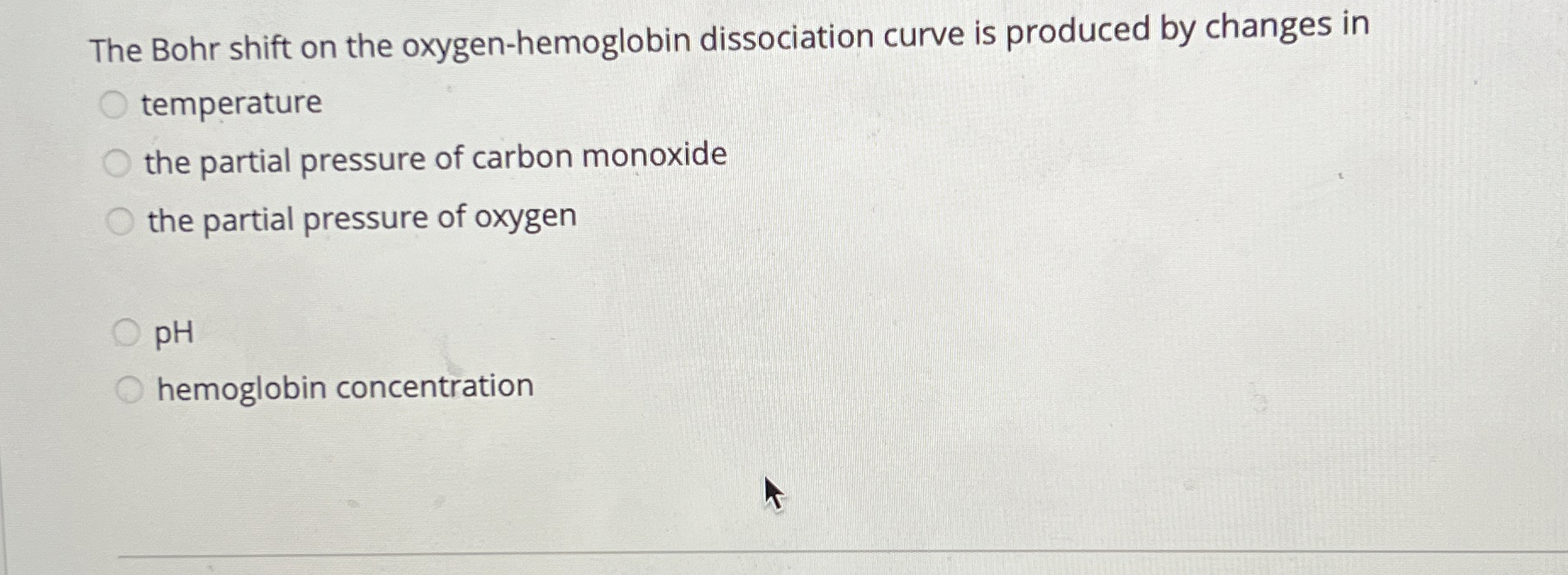 Solved The Bohr shift on the oxygen-hemoglobin dissociation | Chegg.com