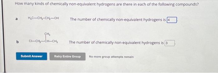 Solved How many kinds of chemically non-equivalent hydrogens | Chegg.com