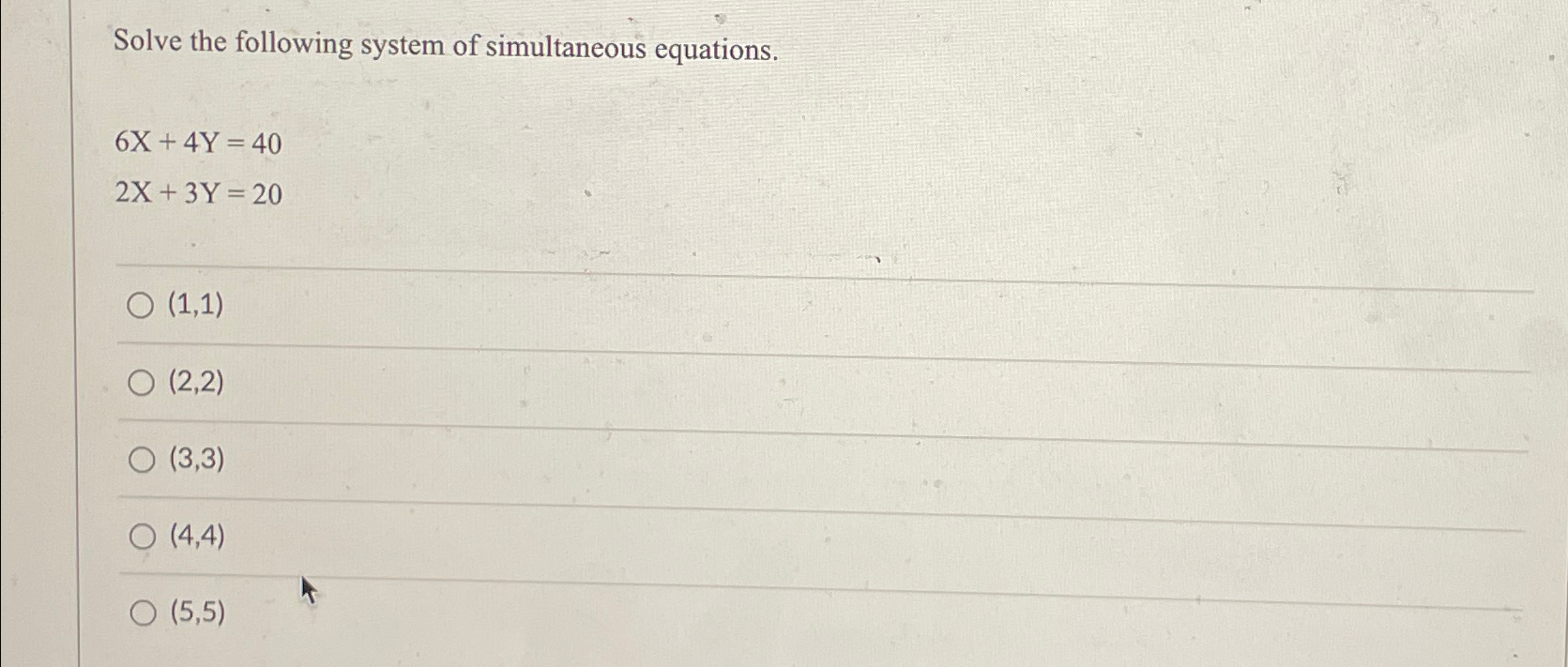 Solved Solve the following system of simultaneous | Chegg.com