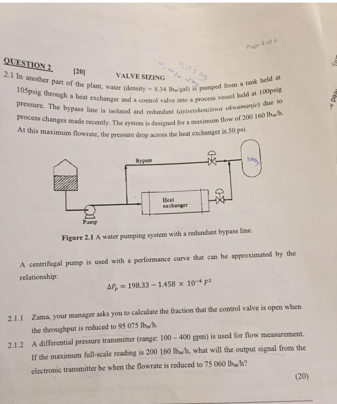 Solved Page 4 ﻿of 6QUESTION 2[20]VALVE SIZING2.1 ﻿In another | Chegg.com