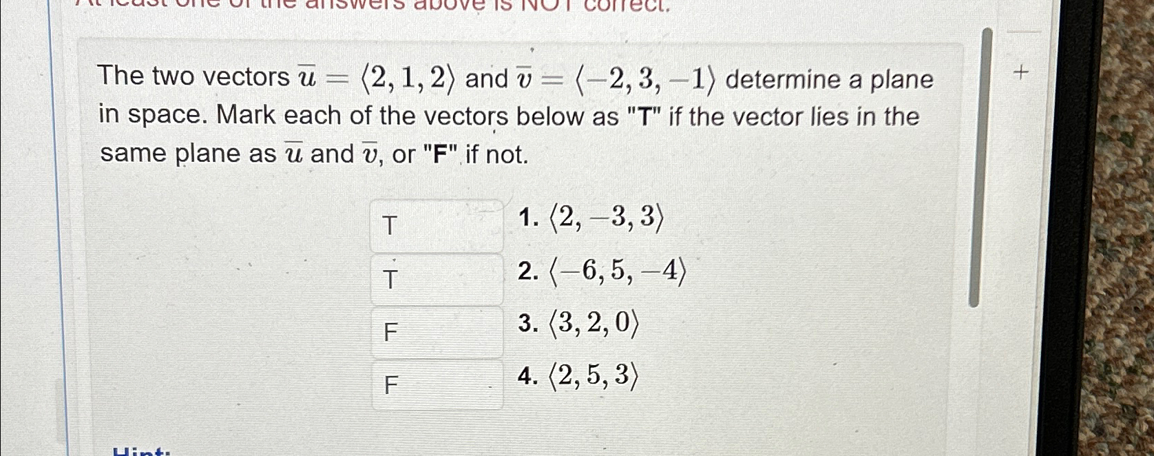 Solved The two vectors ?bar (u)=(:2,1,2:) ﻿and | Chegg.com