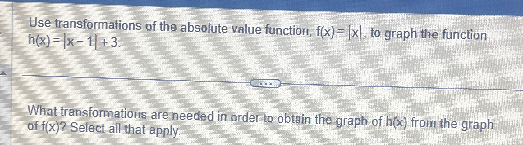 Solved Use transformations of the absolute value function, | Chegg.com