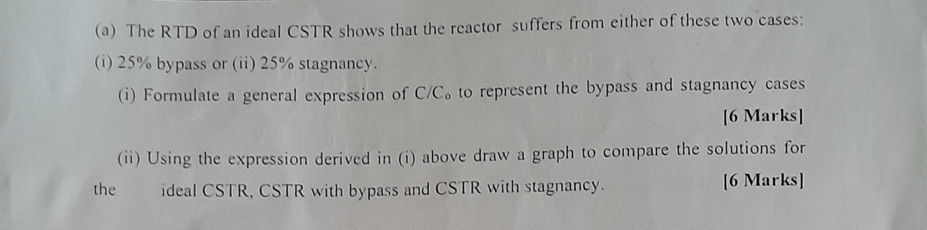 Solved (a) ﻿The RTD of an ideal CSTR shows that the reactor | Chegg.com