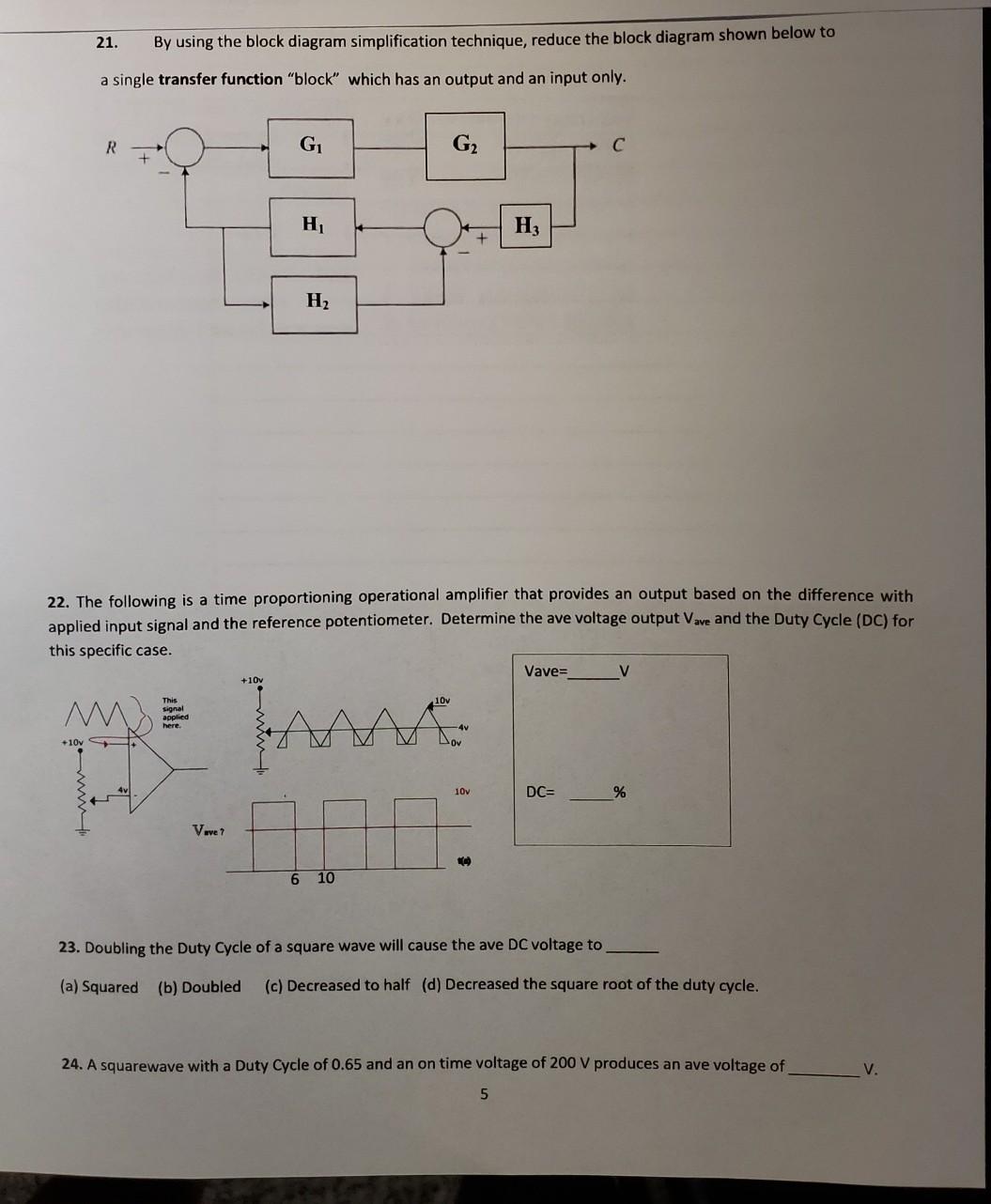 Solved 21. By using the block diagram simplification | Chegg.com