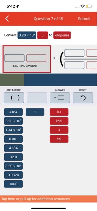Solved Question 6 of 16 Submit Convert 23.4 kJ to calories х | Chegg.com