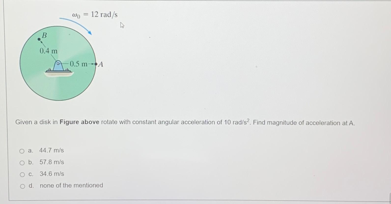 Solved Given a disk in Figure above rotate with constant | Chegg.com