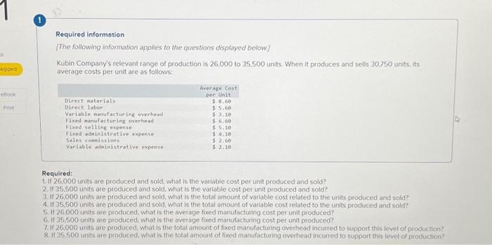 Solved ES -kipped eBook Print ! Required information [The | Chegg.com