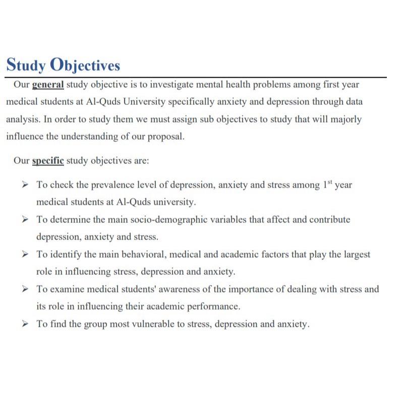 Solved Study ObjectivesOur general study objective is to | Chegg.com
