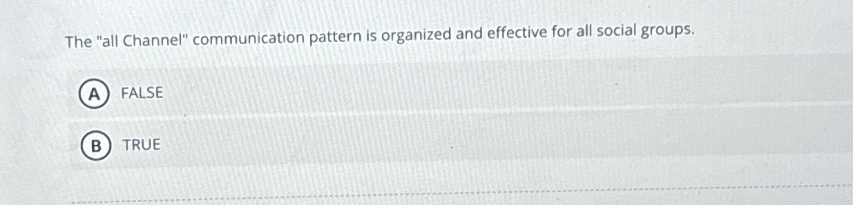 Solved The "all Channel" communication pattern is organized | Chegg.com