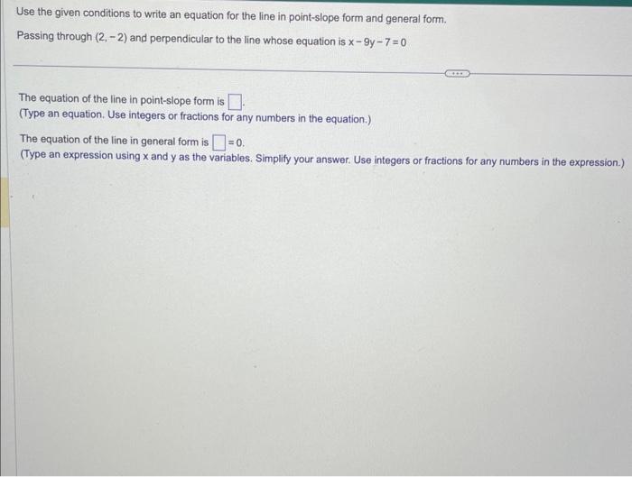 Solved Use the given conditions to write an equation for the | Chegg.com