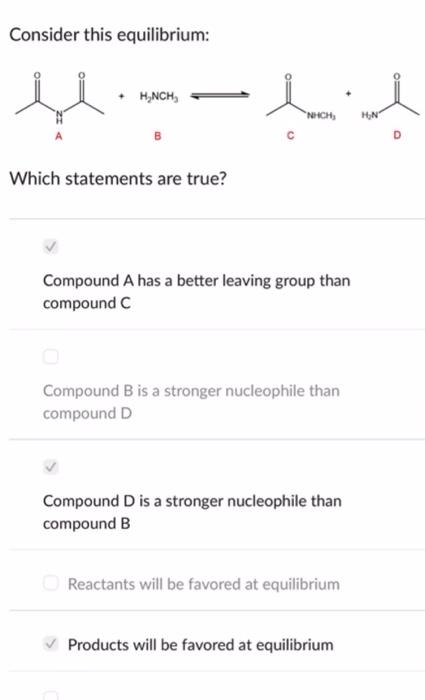 Solved Consider this equilibrium: +H2NCH3 Which statements | Chegg.com