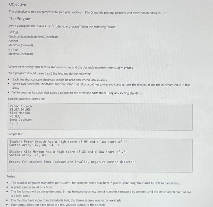 Solved Objective The objective of this assignment is to give | Chegg.com